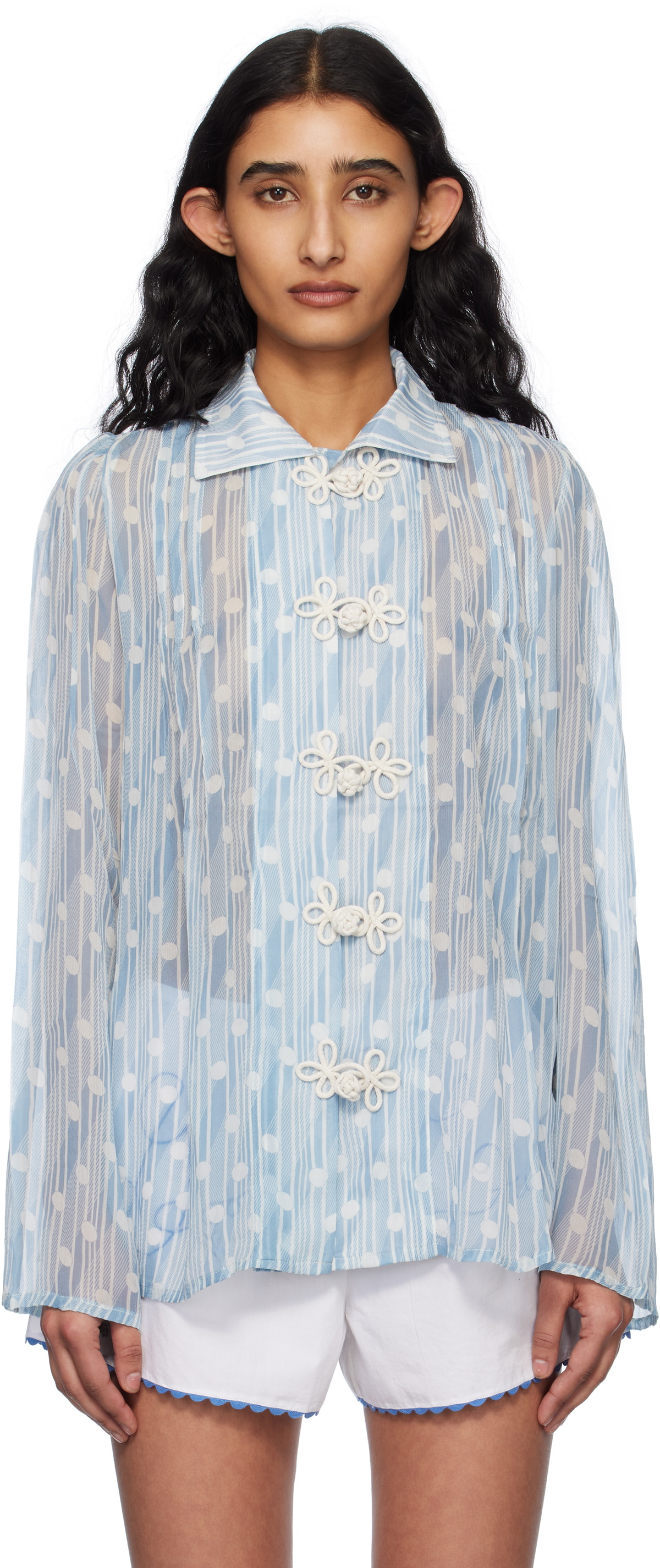 Bode Blue Meridian Blouse Bode