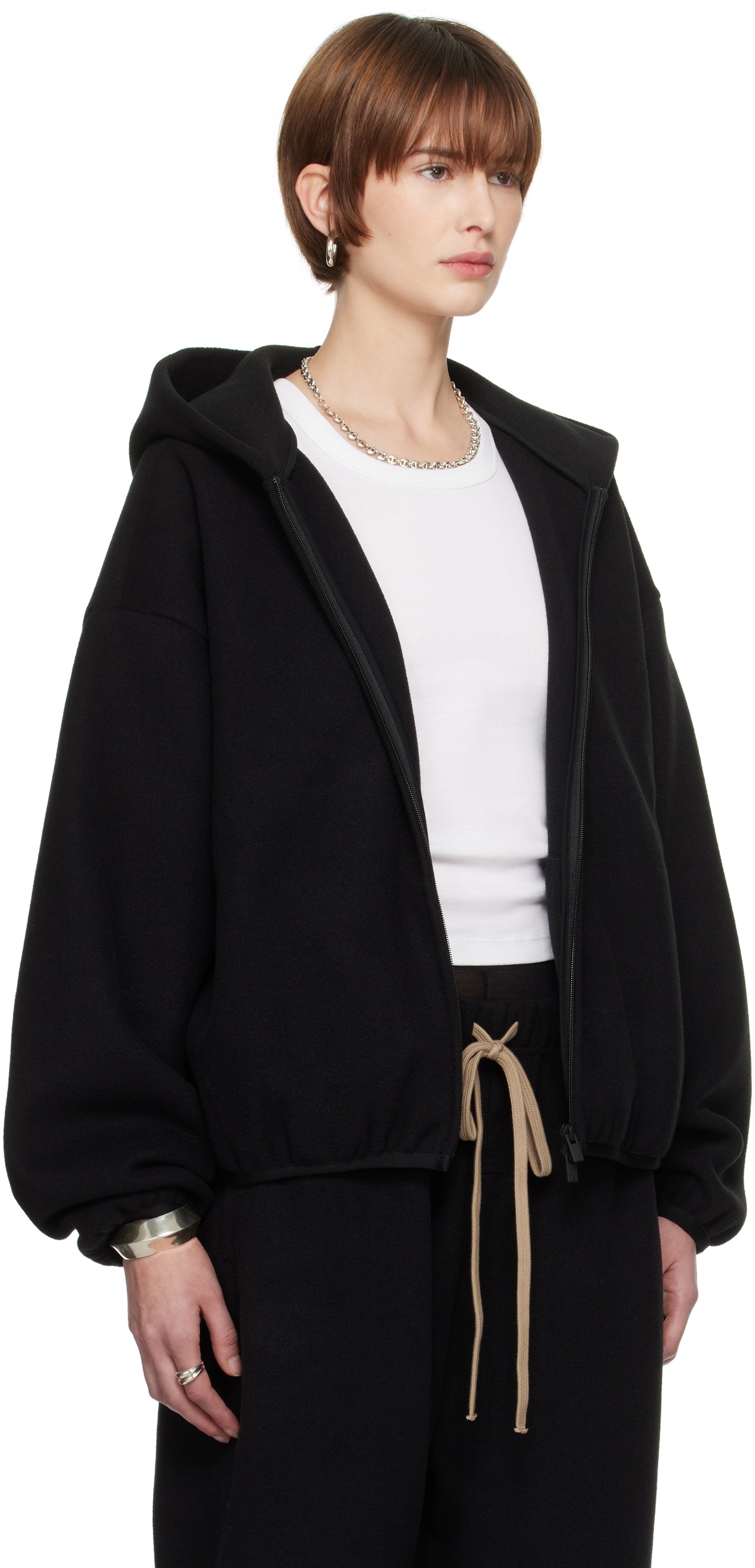 Fear of God ESSENTIALS Black Brushed Hooded Bomber Jacket Fear Of God ...