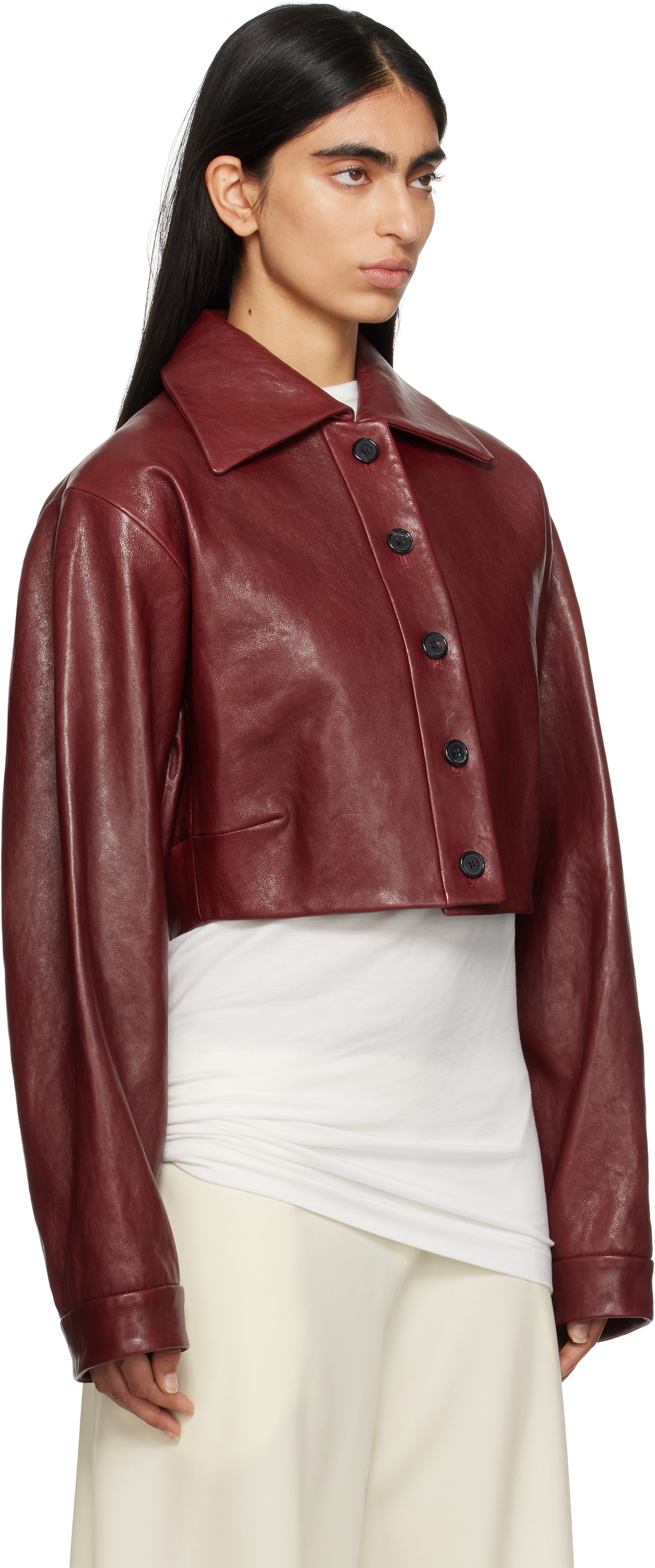 KHAITE Red Sue Leather Jacket Khaite