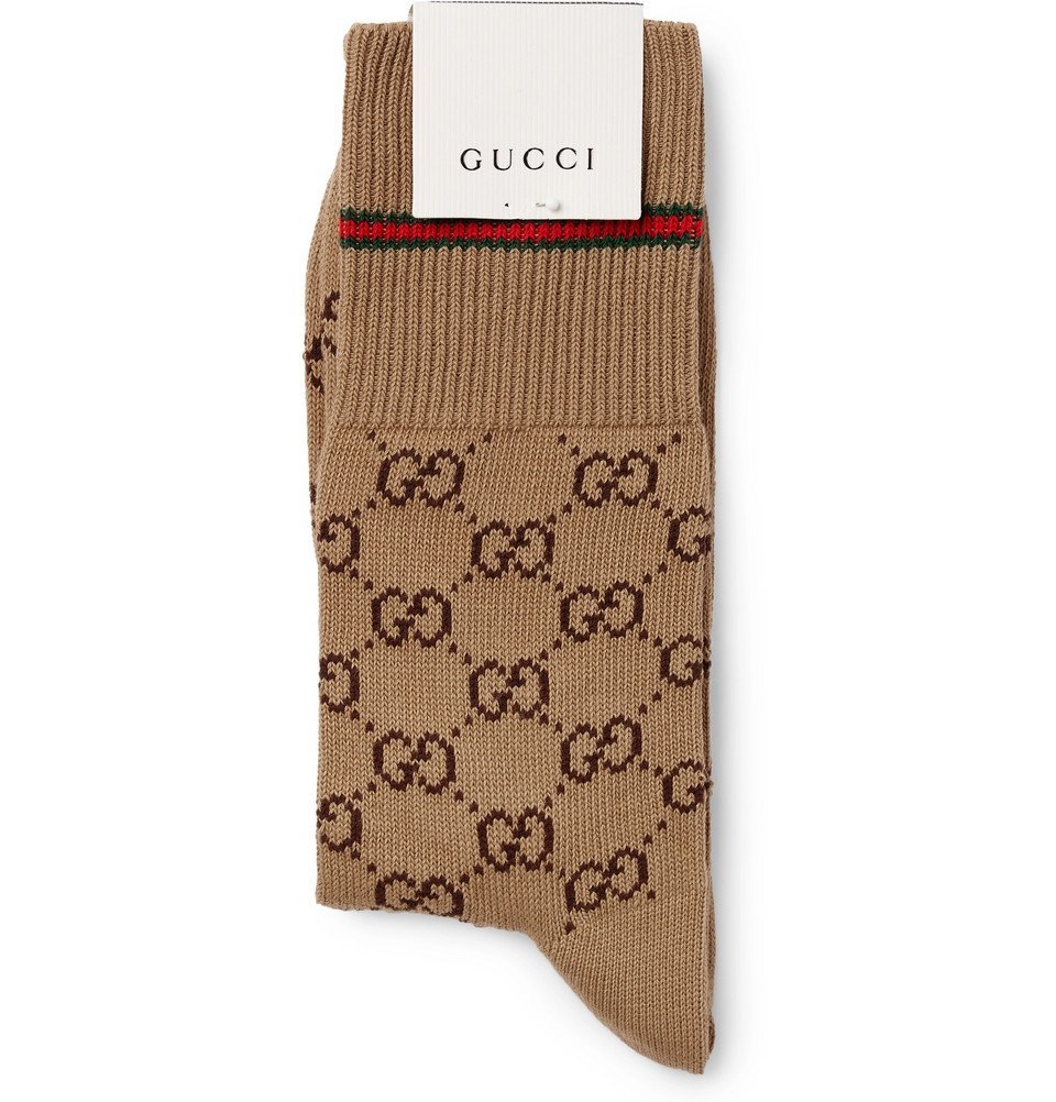Gucci - Logo-Jacquard Cotton-Blend Socks - Brown Gucci