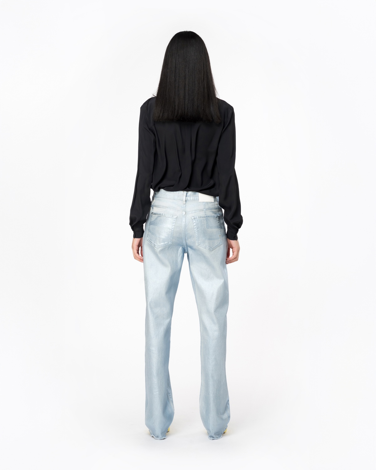 Pinko Silk Blend Shirt With Breast Pocket Limo Black Pinko