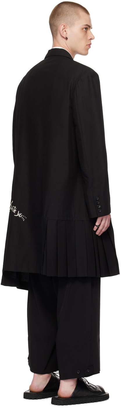 Yohji Yamamoto Black Pleated Hem Coat Yohji Yamamoto