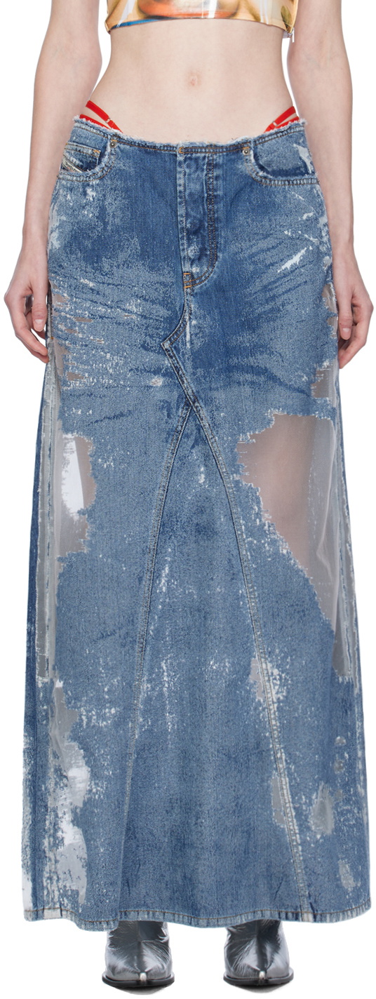 Diesel Blue De-Pago-Fsd2 Denim Maxi Skirt Diesel