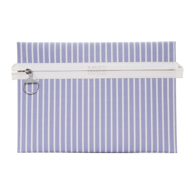 MM6 Maison Martin Margiela Blue and White Striped Zip Pouch MM6 Maison ...