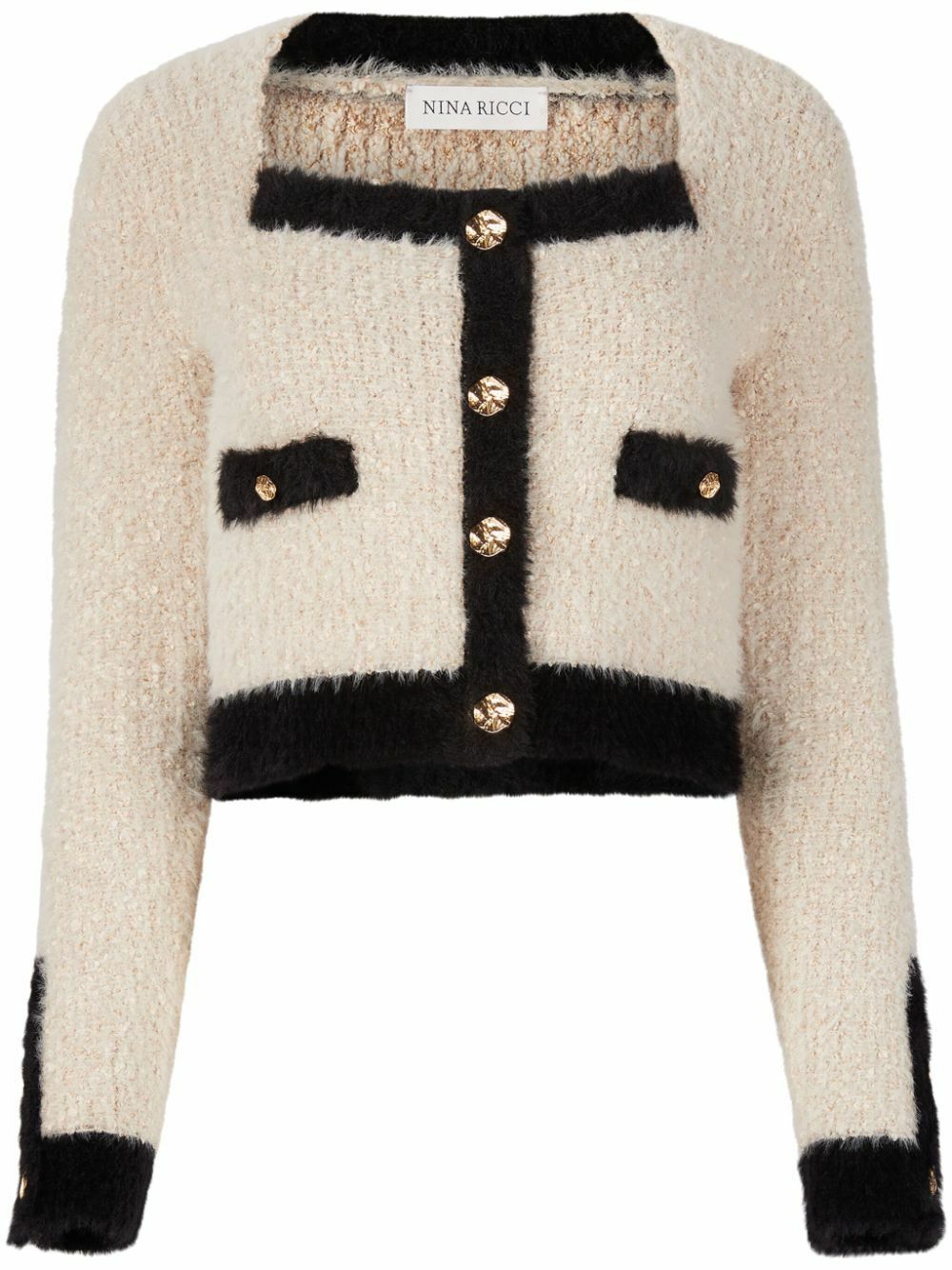 Nina Ricci Neutral Tweed Cropped Cardigan Nina Ricci