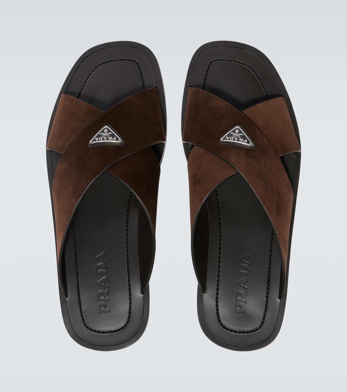 Prada Logo suede and leather sandals Prada