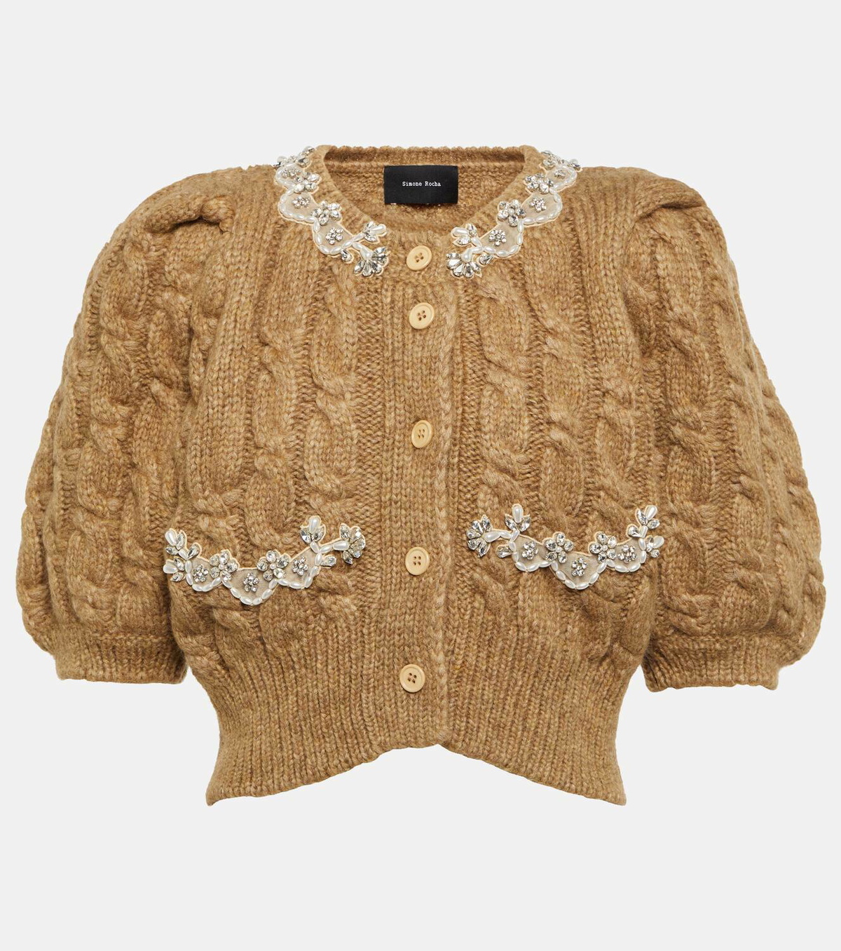 Simone Rocha Cable-knit alpaca-blend cardigan Simone Rocha
