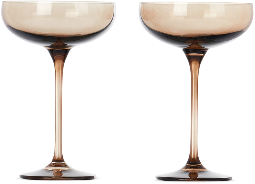 Estelle Colored Glass Gray Champagne Coupe Set