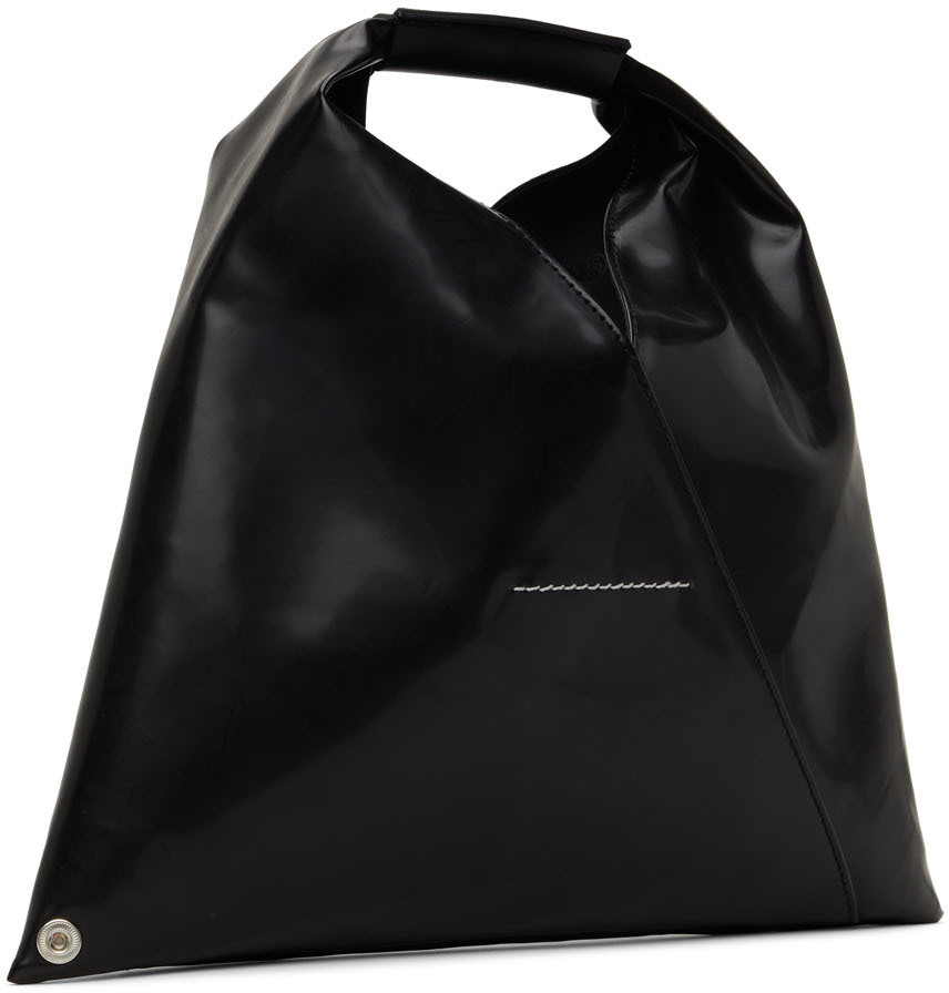 MM6 Maison Margiela Black Faux-Leather Small Triangle Tote MM6 Maison ...