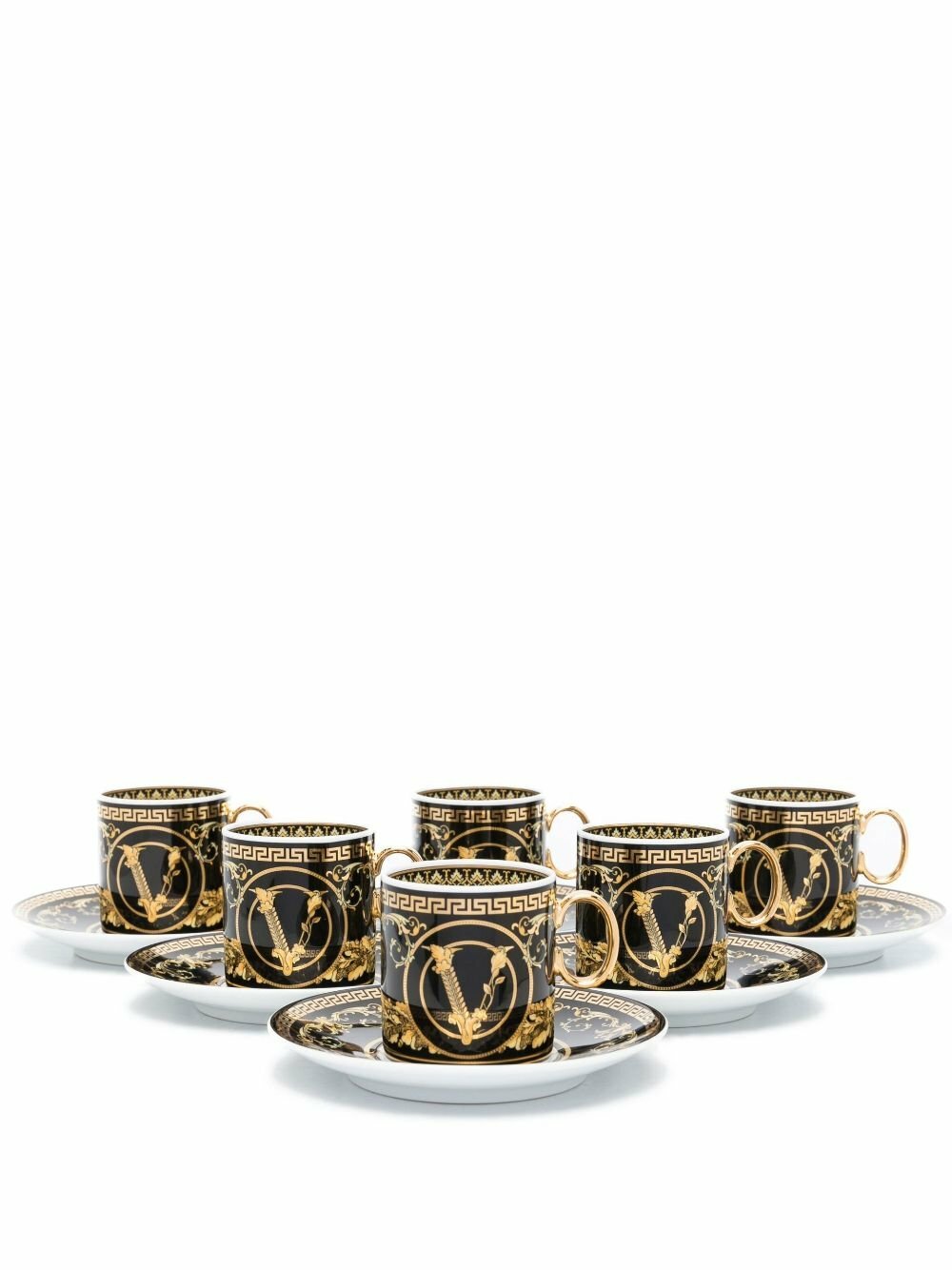 Versace Black Virtus Gala Porcelain Espresso Cup Set Versace