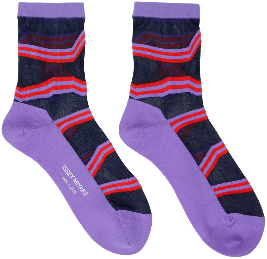 ISSEY MIYAKE Purple Stripe Socks Issey Miyake Men
