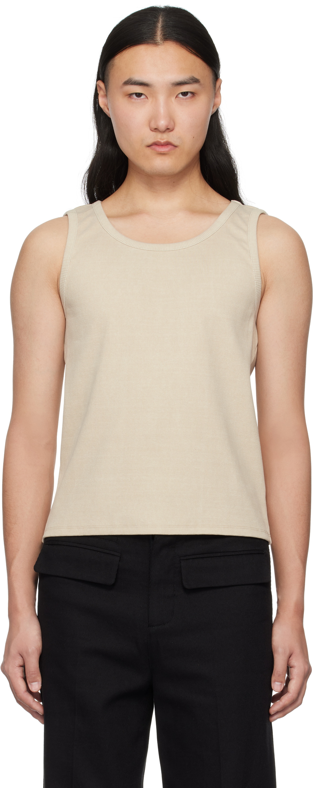 lesugiatelier Beige Cut Out Tank Top lesugiatelier