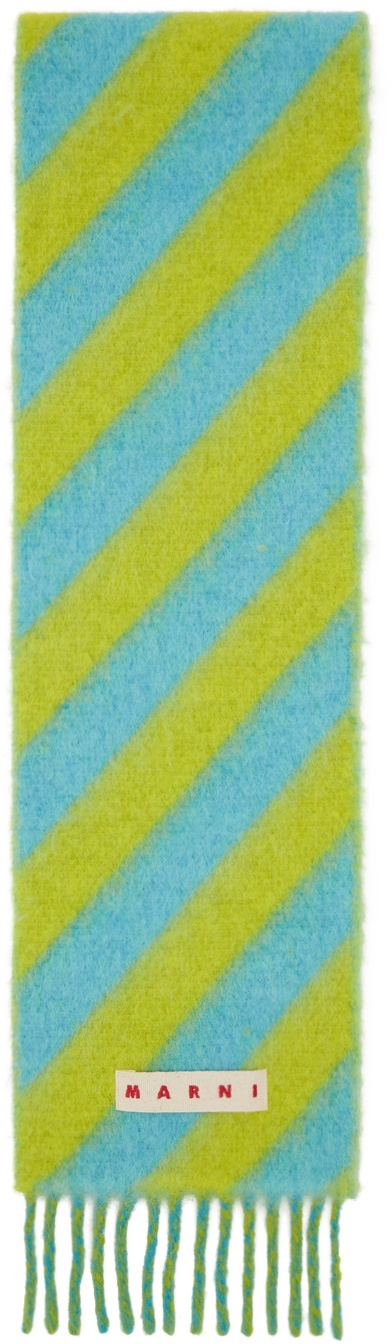 Marni SSENSE Exclusive Green & Blue Scarf Marni