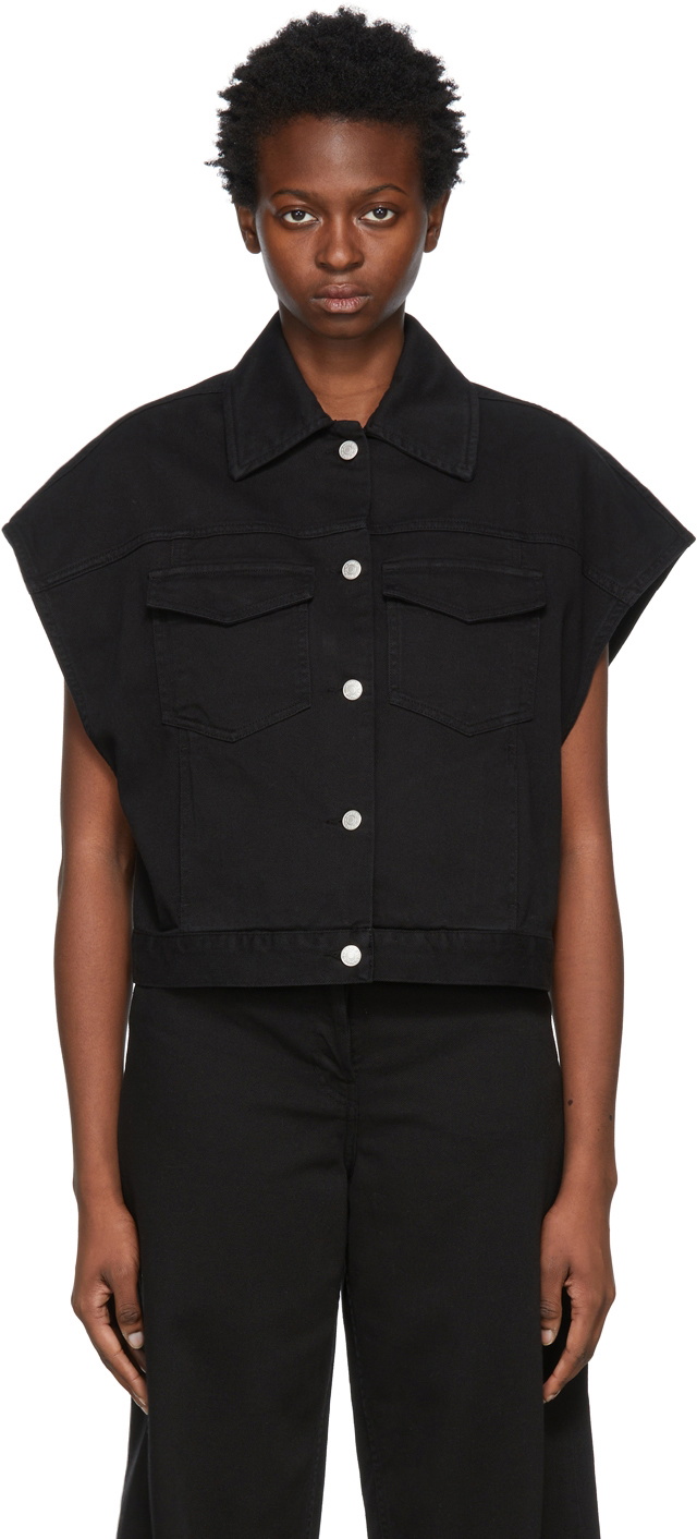 Dries Van Noten Black Denim Cap Sleeve Jacket Dries Van Noten