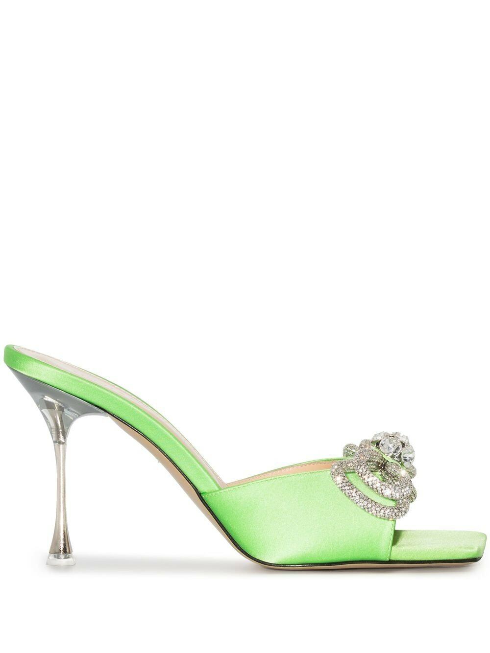 MACH & MACH - Bow Detail Satin Heel Mules MACH & MACH