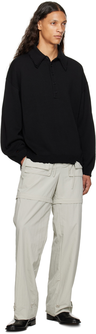 Helmut Lang Black Distressed Polo Helmut Lang
