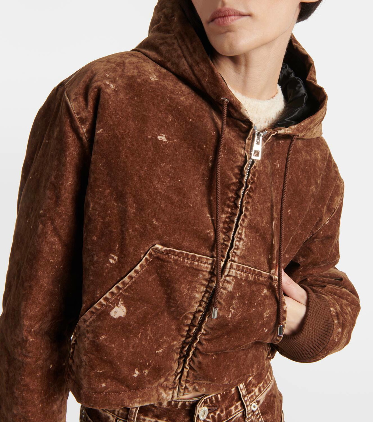 Loewe Cropped velvet denim jacket Loewe