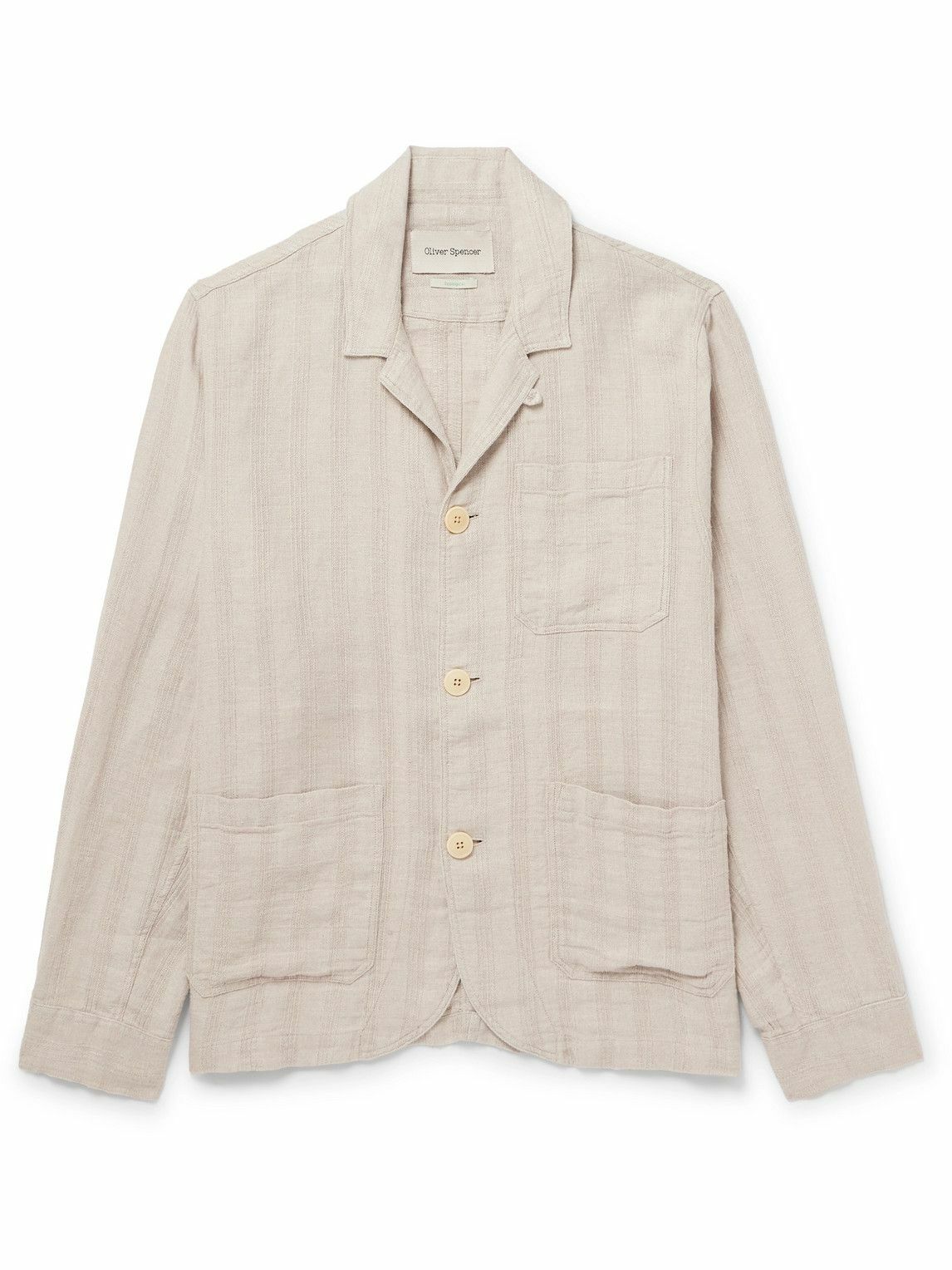 Oliver Spencer - Bradwell Convertible-Collar Striped Linen Jacket ...