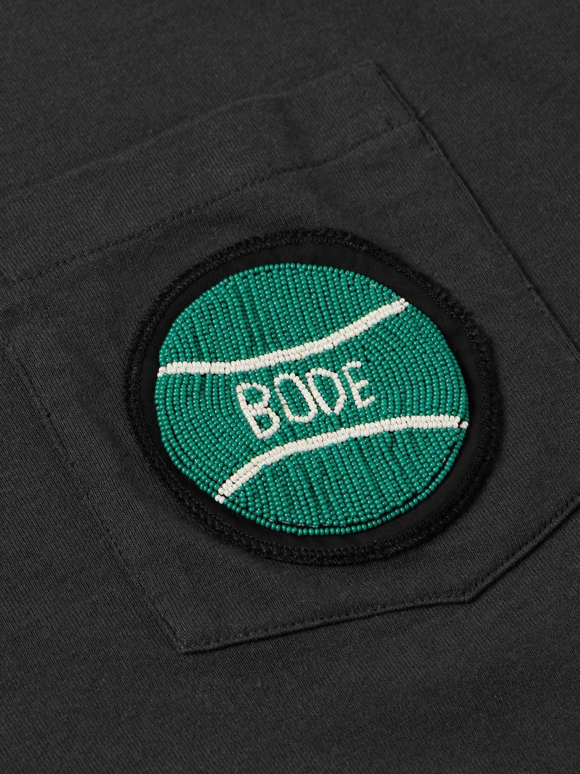 BODE - Game Point Bead-Embellished Cotton-Jersey T-Shirt - Black Bode