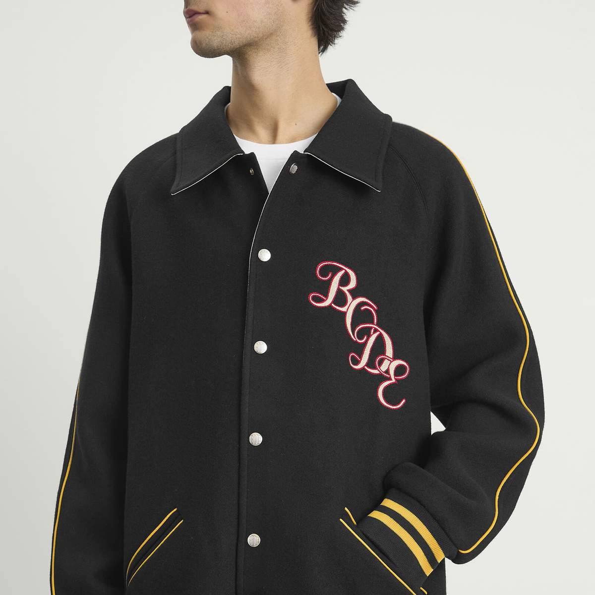 Bode Men's Monogram Snap Reversible Jacket in Black Bode