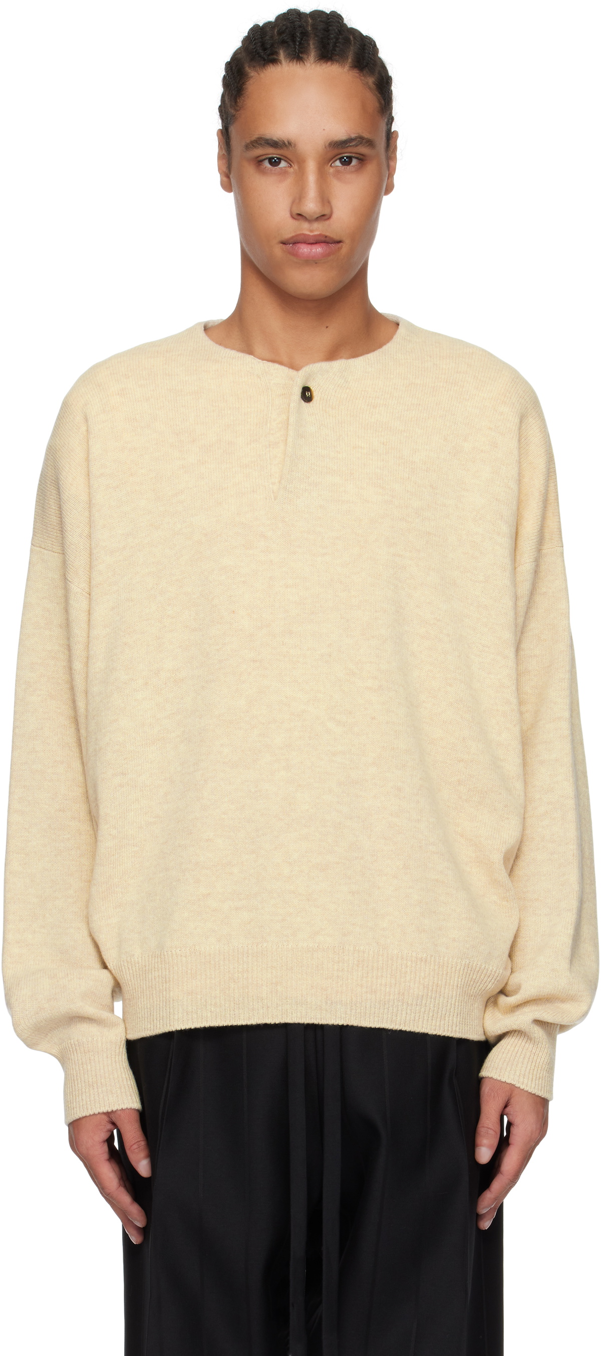 Fear of God Beige Fine Knit Henley Fear Of God