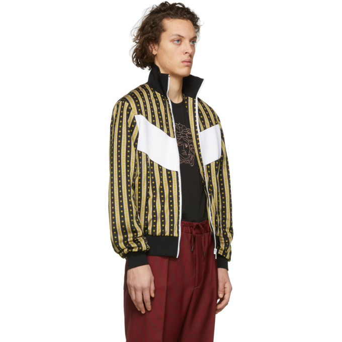 Versace Black and Gold Neoclassical Track Jacket Versace