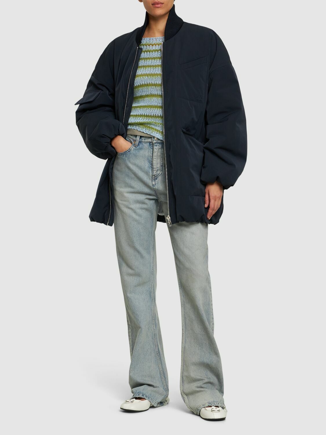 GANNI - Light Twill Oversized Bomber Jacket GANNI