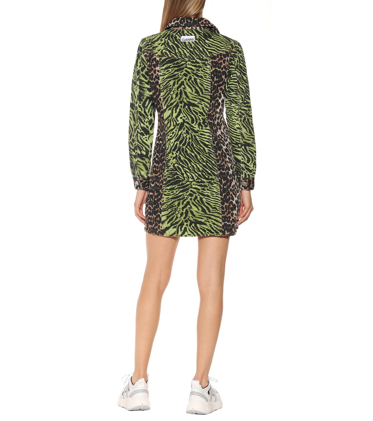 Ganni - Leopard-print denim shirt dress GANNI