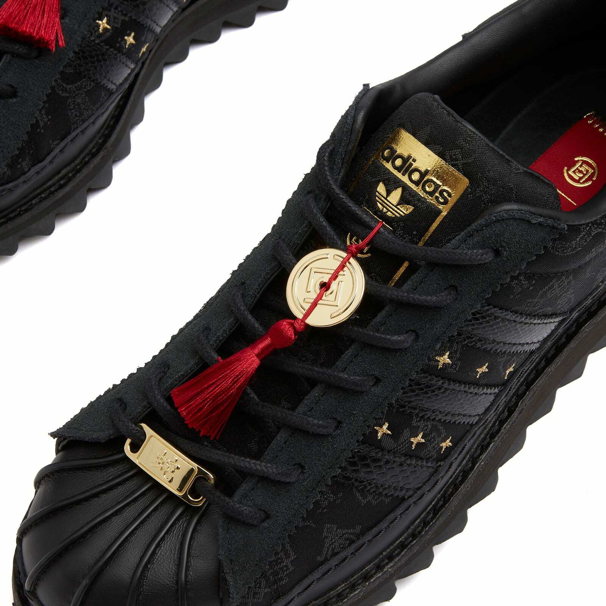 Adidas x Clot Superstar Sneaker in Core Black/Carbon/Gold Metal adidas