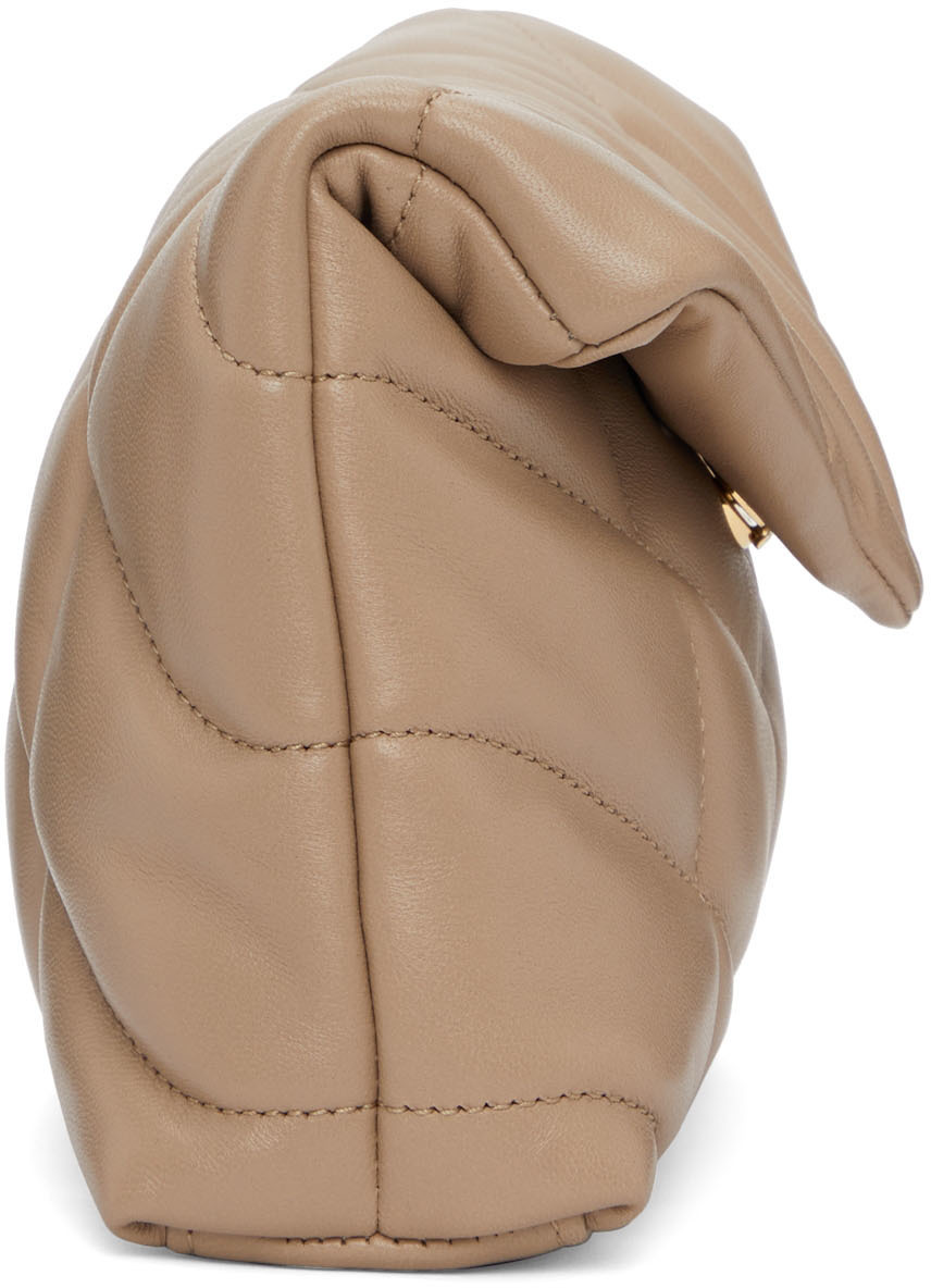 Saint Laurent Beige Quilted Small Puffer Pouch Saint Laurent