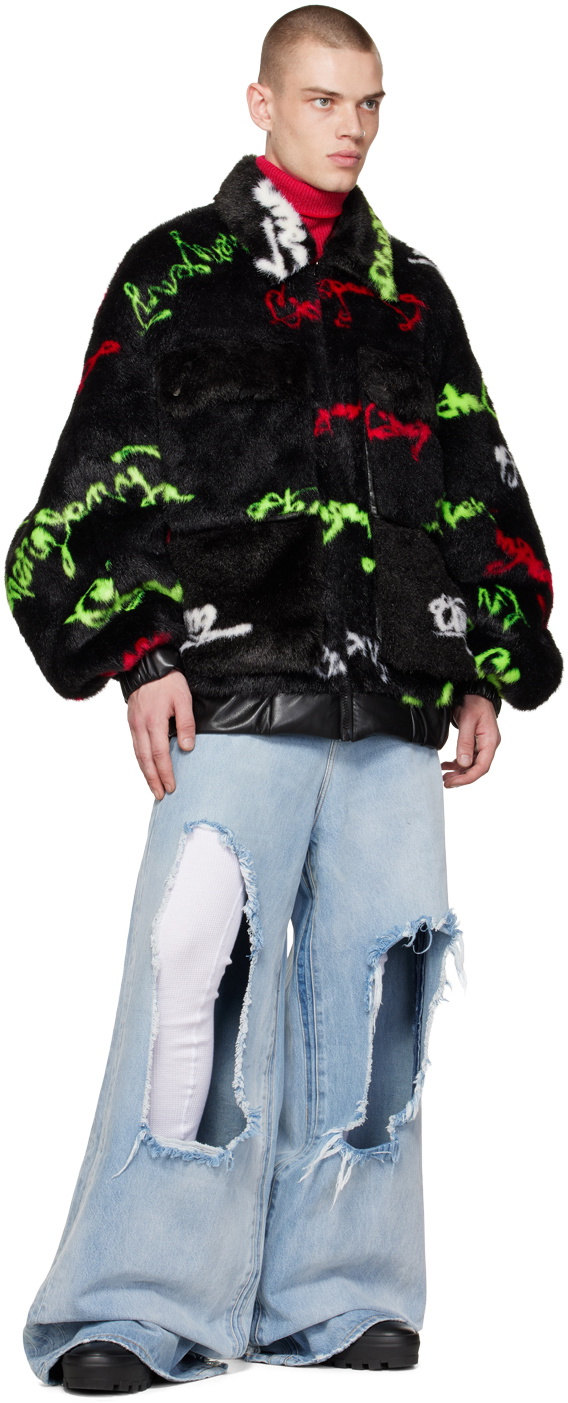 Chen Peng Black Graphic Jacket Chen Peng