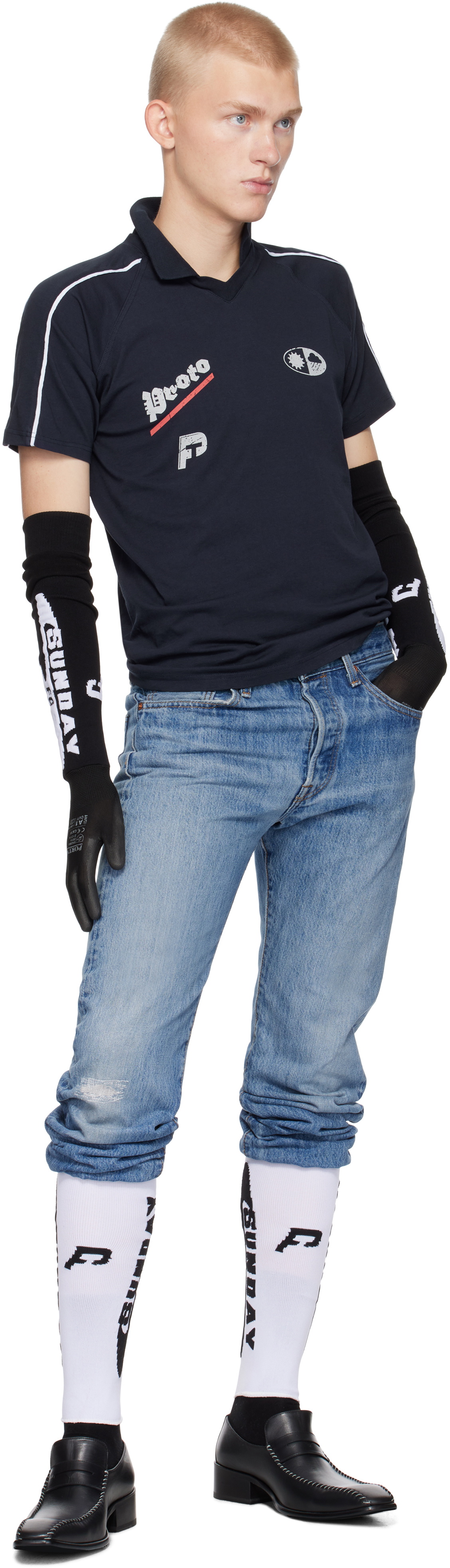 Prototypes Blue & White Sock Stirrup Jeans PROTOTYPES