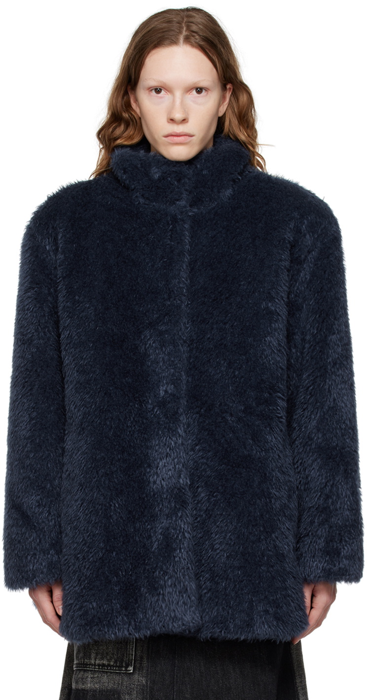 AMOMENTO Navy Shaggy Jacket AMOMENTO