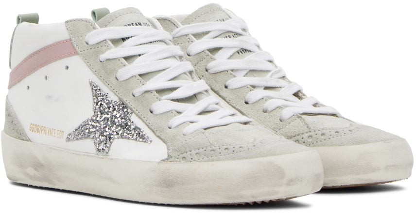 Golden Goose SSENSE Exclusive White & Gray Mid Star Sneakers Golden ...