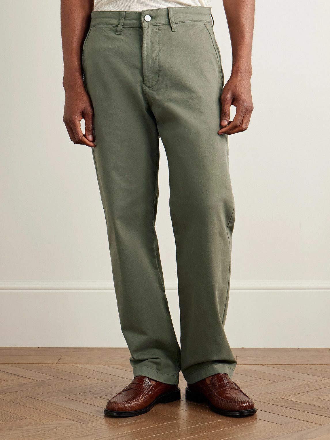 NN07 - Aden 1923 Straight-Leg Organic Cotton-Blend Twill Chinos - Green ...