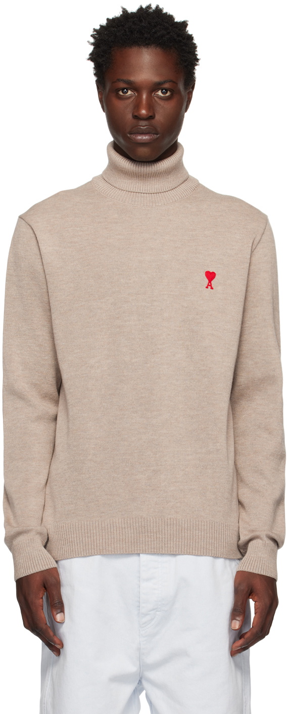 AMI Alexandre Mattiussi Beige Ami De Cœur Turtleneck AMI Alexandre ...
