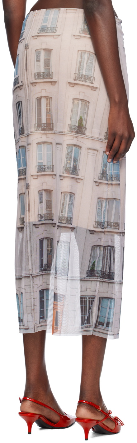 ABRA Beige Tube Windows Midi Skirt ABRA