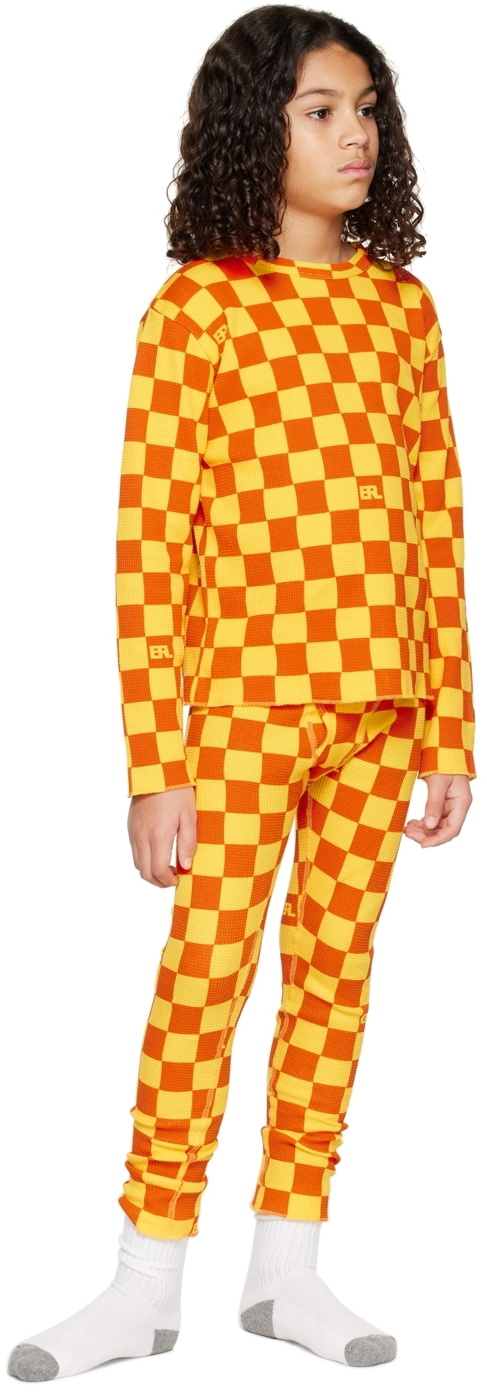 ERL Kids Orange Check Long Sleeve T-Shirt ERL