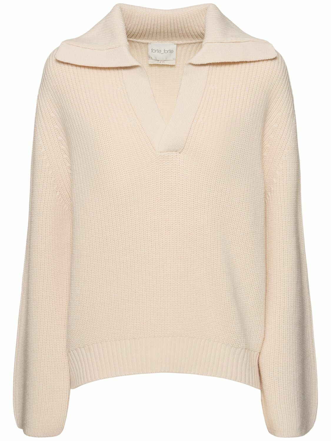 FORTE_FORTE Stretch Wool Cob Knit Polo Sweater Forte Forte