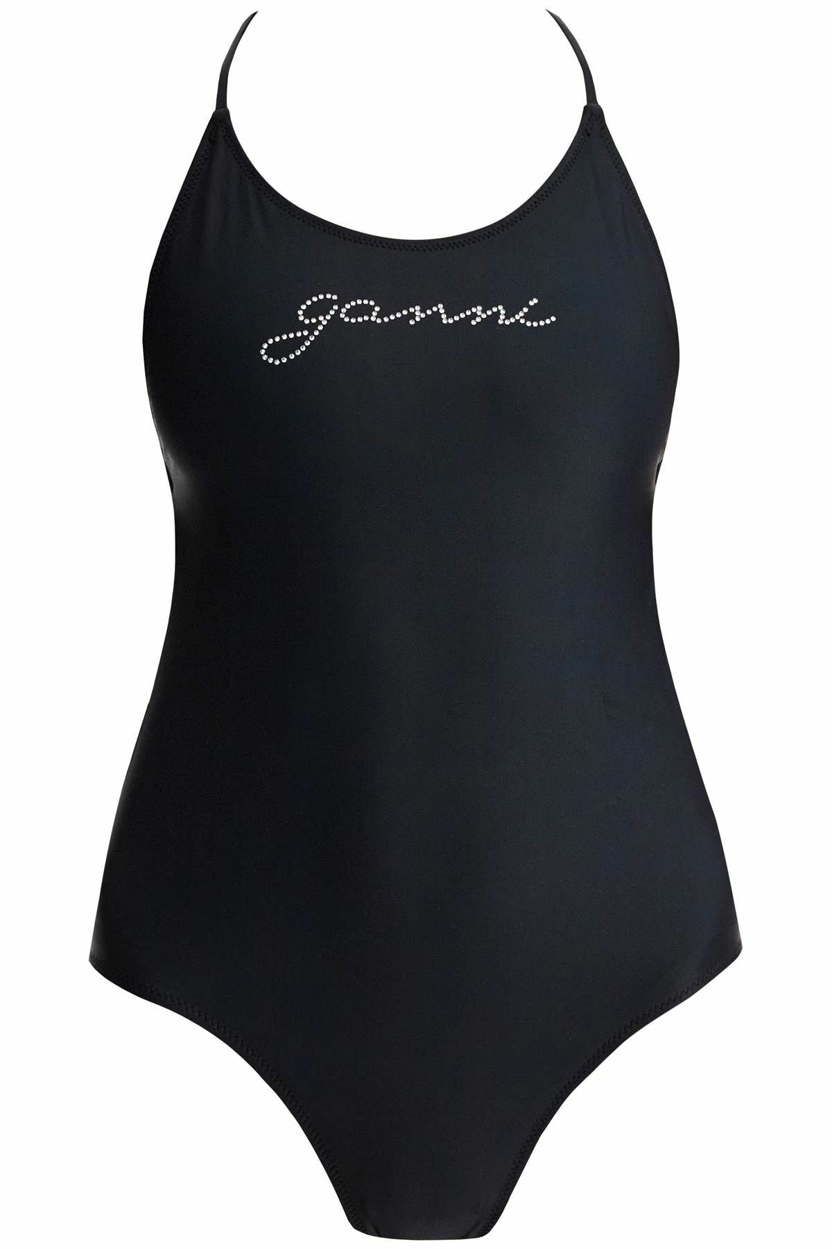 GANNI one-piece swimsuit with logo Black GANNI