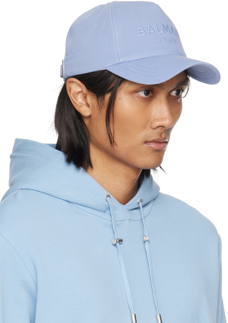 Balmain Blue Embroidered Cap Balmain