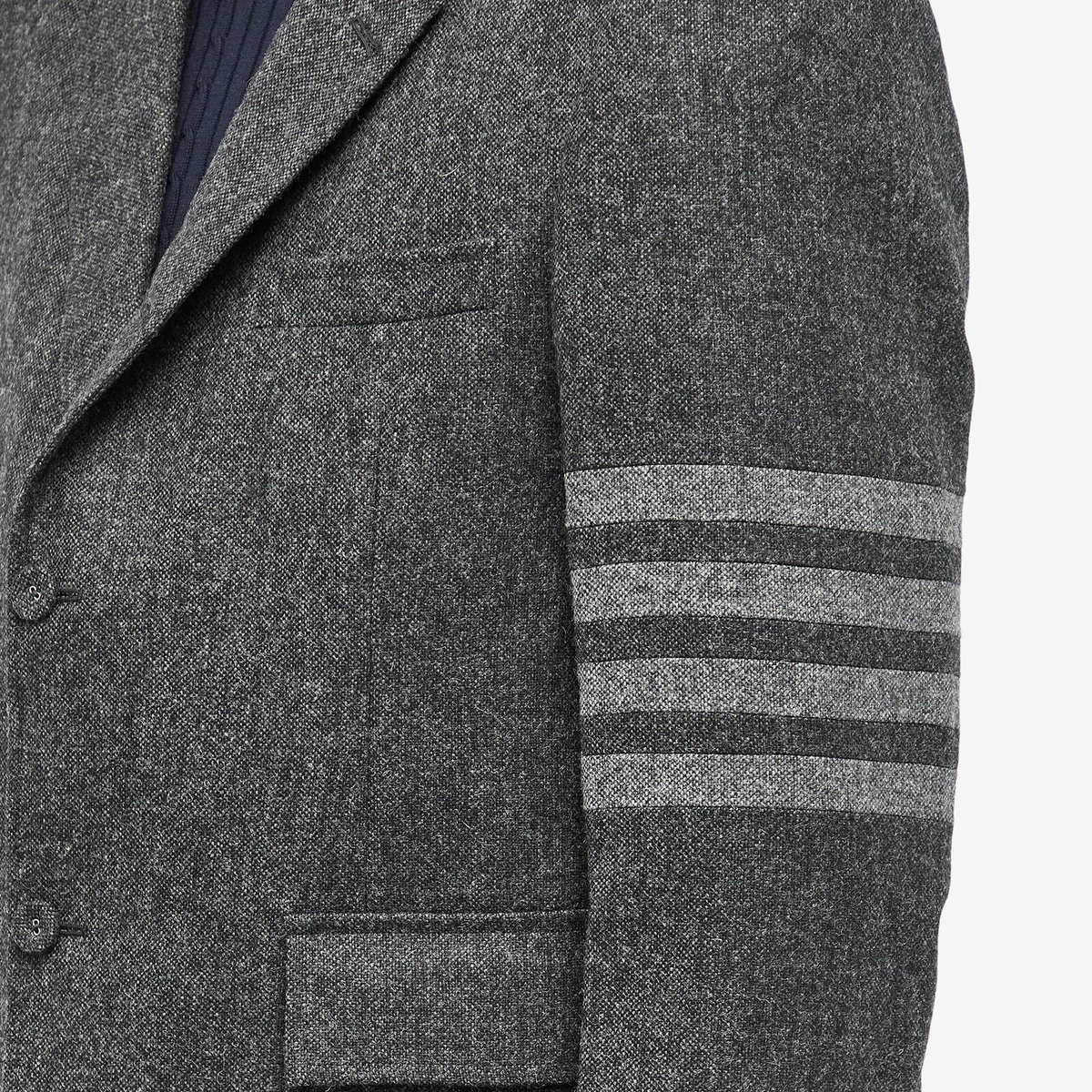 Thom Browne Men's Unstructured Tweed Blazer in Dark Grey Thom Browne