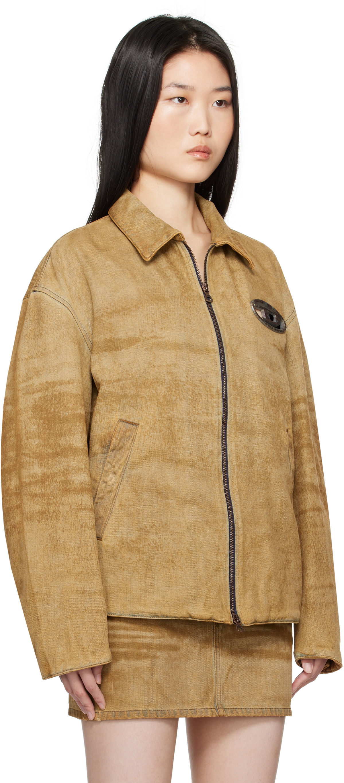 Diesel Brown D-Stack-Fsf Denim Jacket Diesel