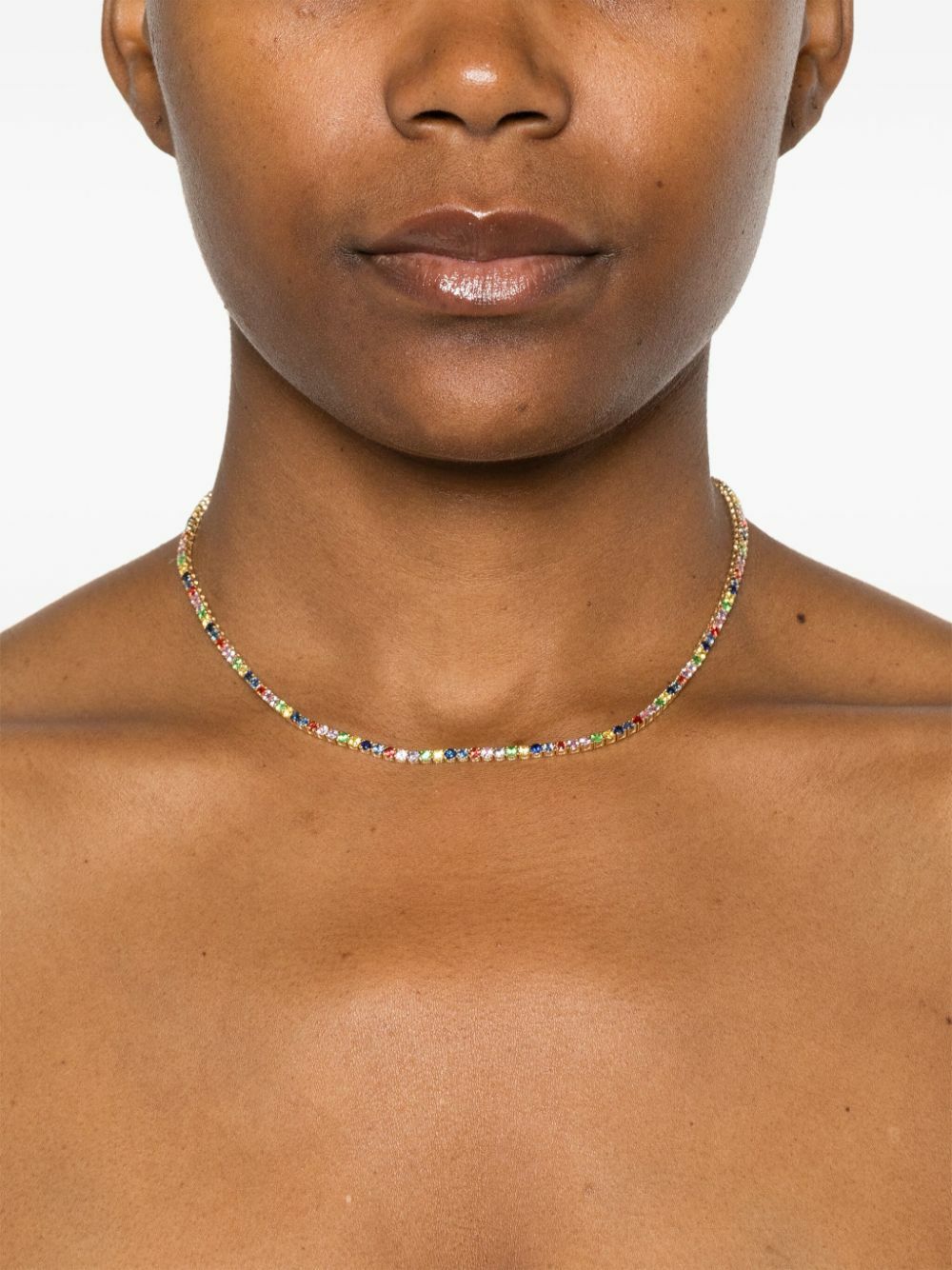 Roxanne First 14K Yellow Gold Graduated Rainbow Sapphire Necklace ...