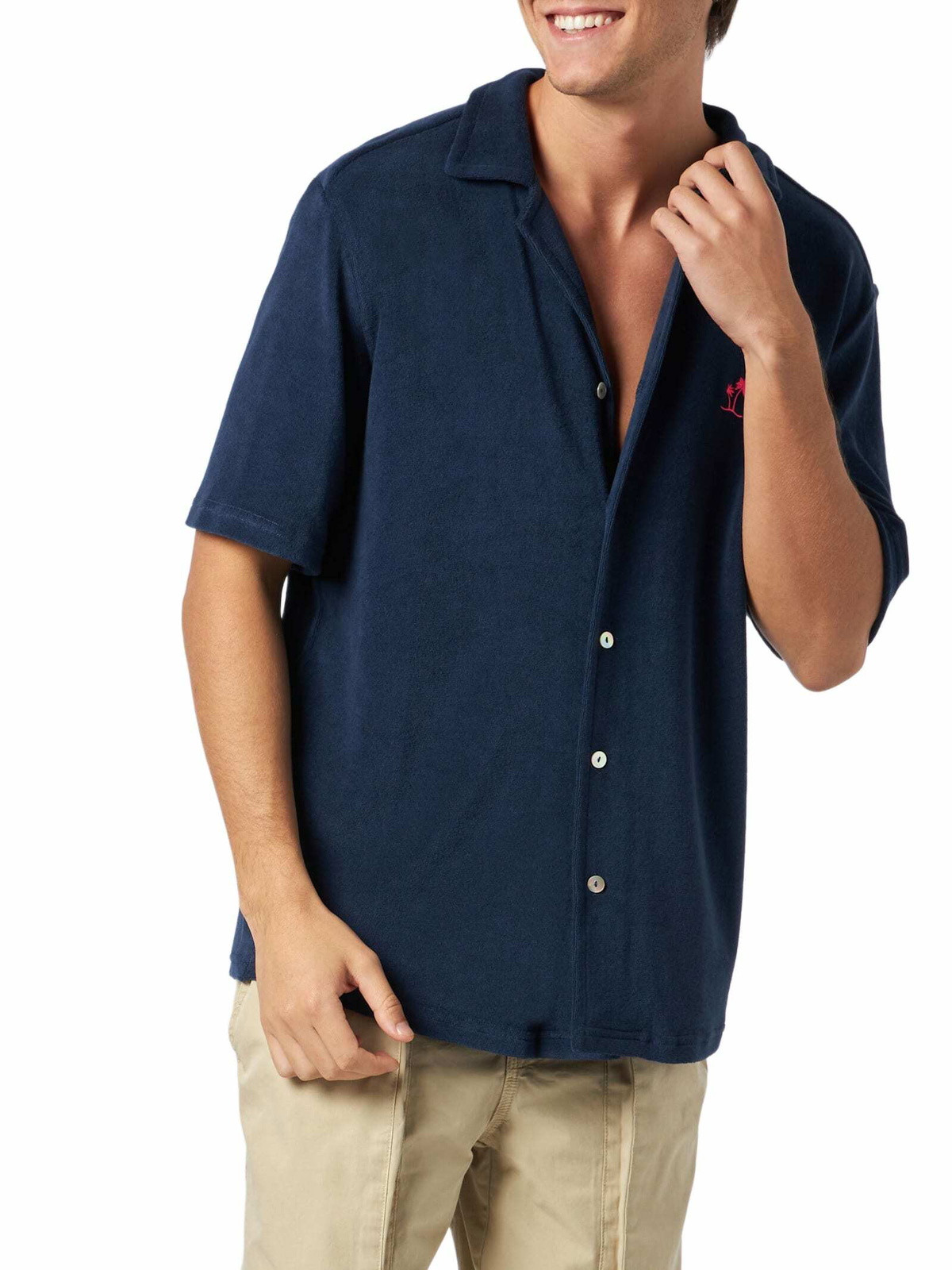 MC2 Saint Barth Man Navy Blue Terry Shirt Riviera MC2 Saint Barth
