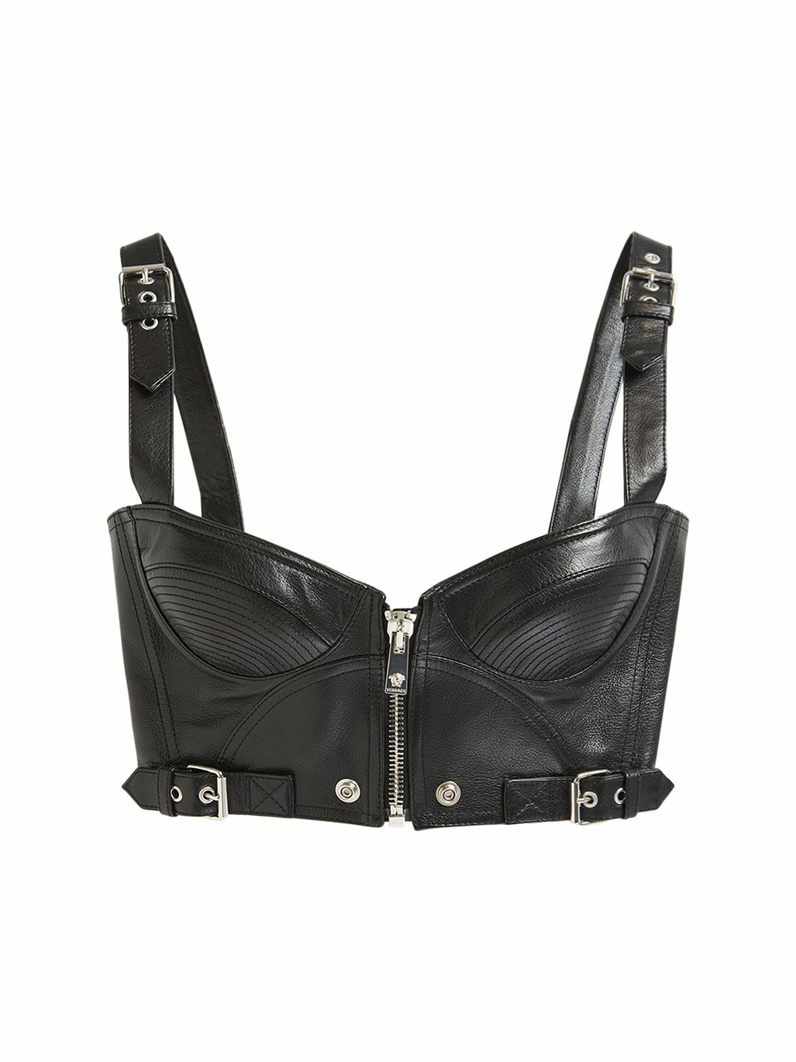 VERSACE - Leather Buckle Crop Top Versace