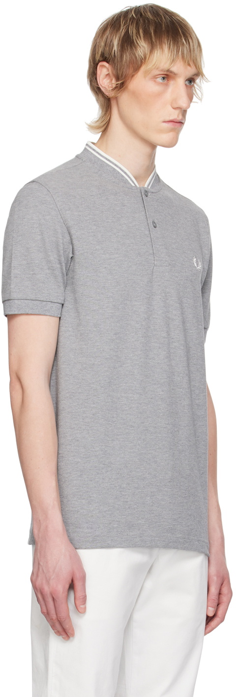 Fred Perry Gray Band Collar Henley Fred Perry