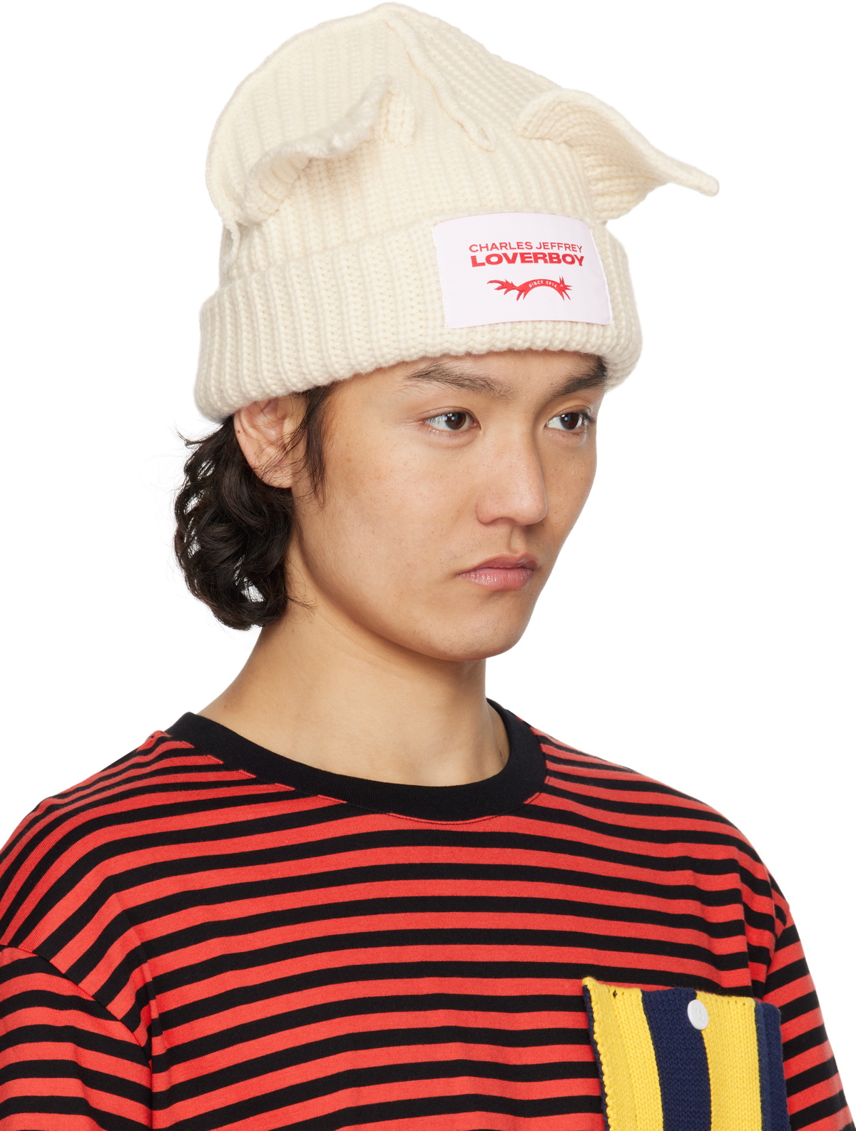 Charles Jeffrey LOVERBOY White Chunky Ears Beanie Charles Jeffrey Loverboy