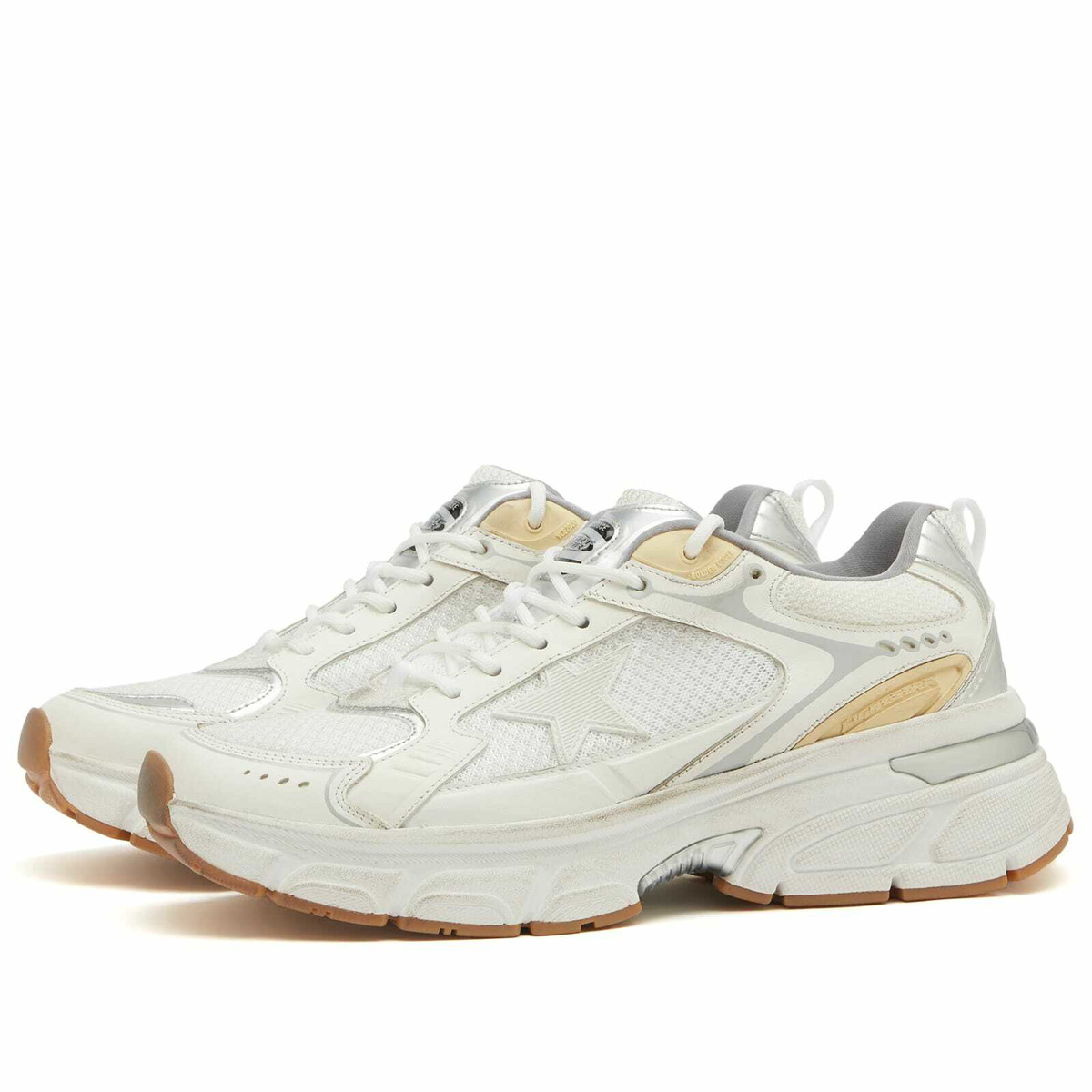 Golden Goose Men's Lightstar Leather and Suede Sneaker in White/Gold ...