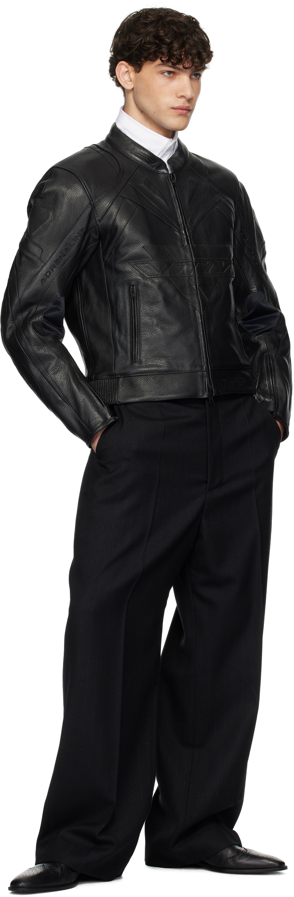 VETEMENTS Black Pro Racing Leather Jacket Vetements